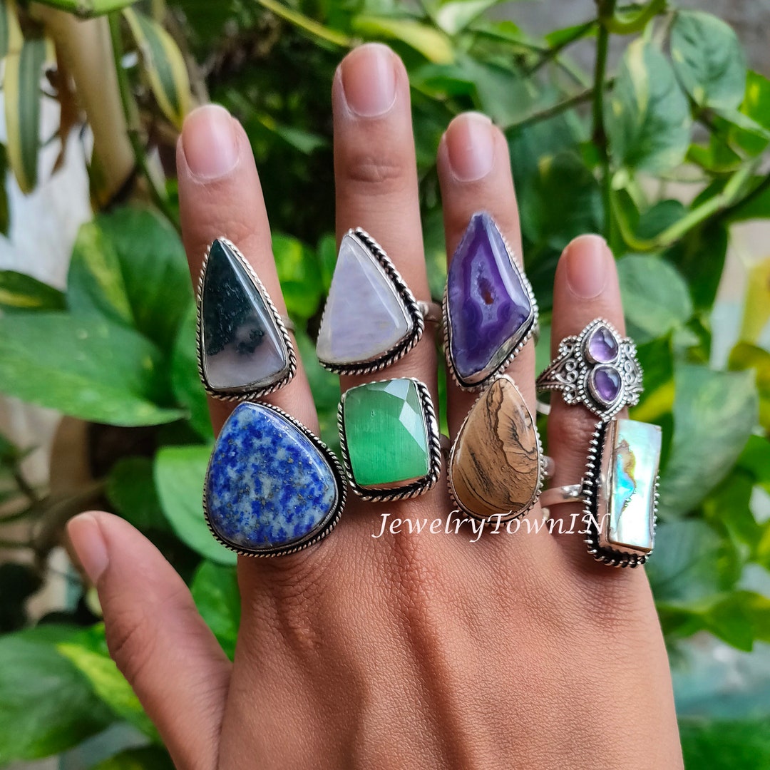 Rings for Women, Chunky Bulk Ring Lot, Multi Crystal Rings, Statement ...
