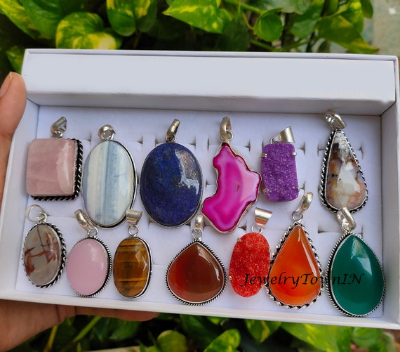 Wholesale Mix Natural Gemstone Pendant Lot Pendants Lot Jewelry Stone Birthstone Crystal Pendant Mystery Box Healing Pendant Crystal Etsy