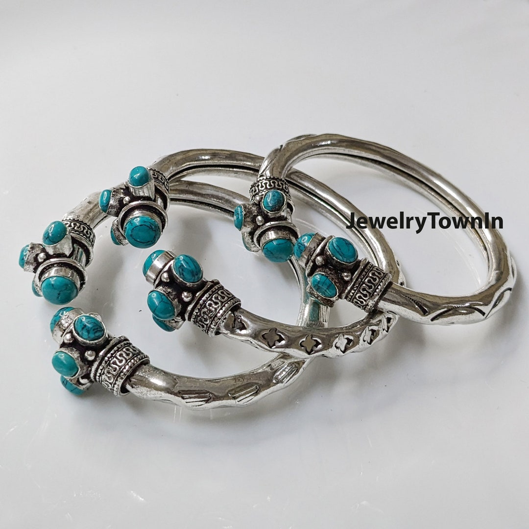 Blue Turquoise Bangle, Turquoise Bangle, Handmade Bangle, Turquoise ...