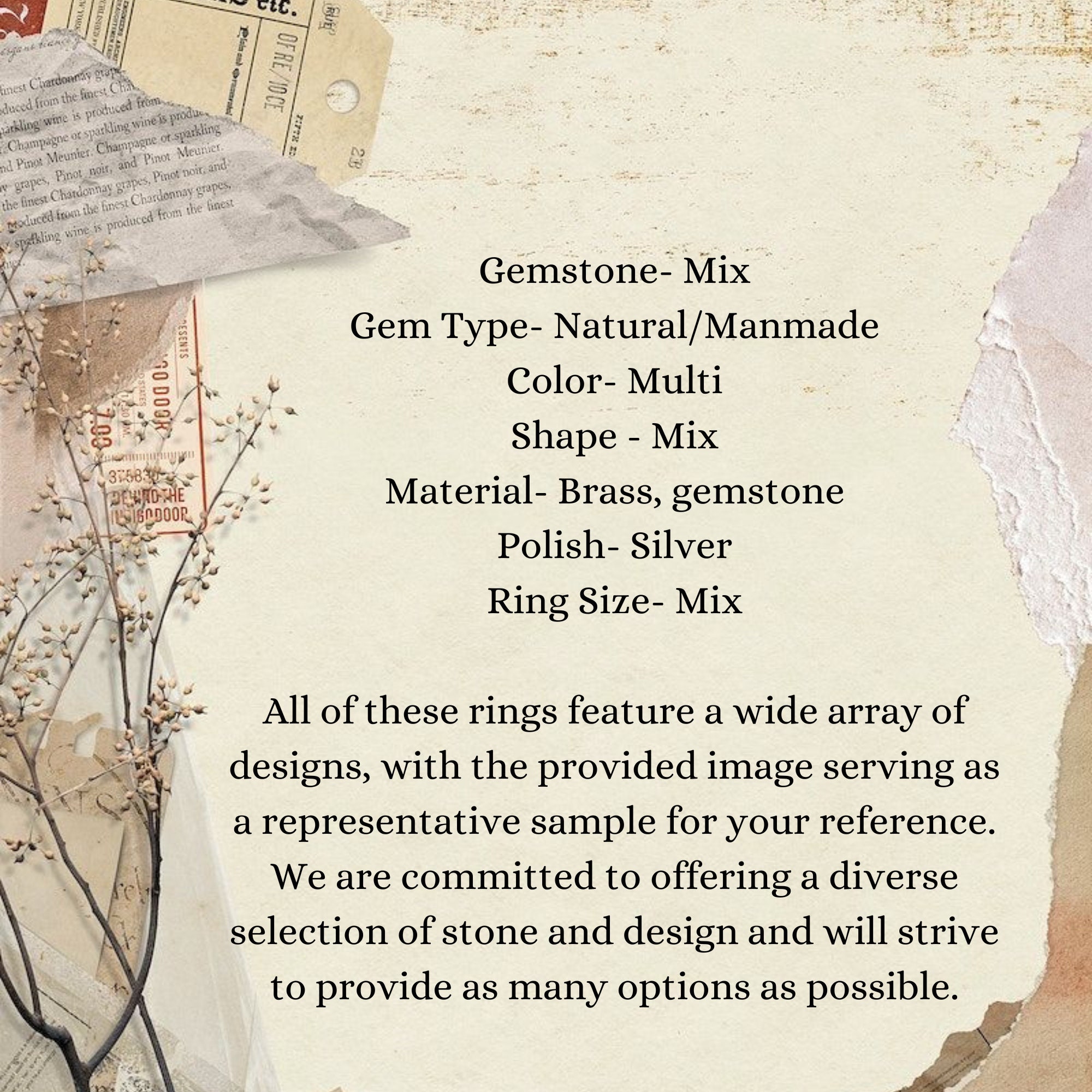 Multi Gemstone Minimalist Ring Lot, 925 Sterling Silver Plated ...