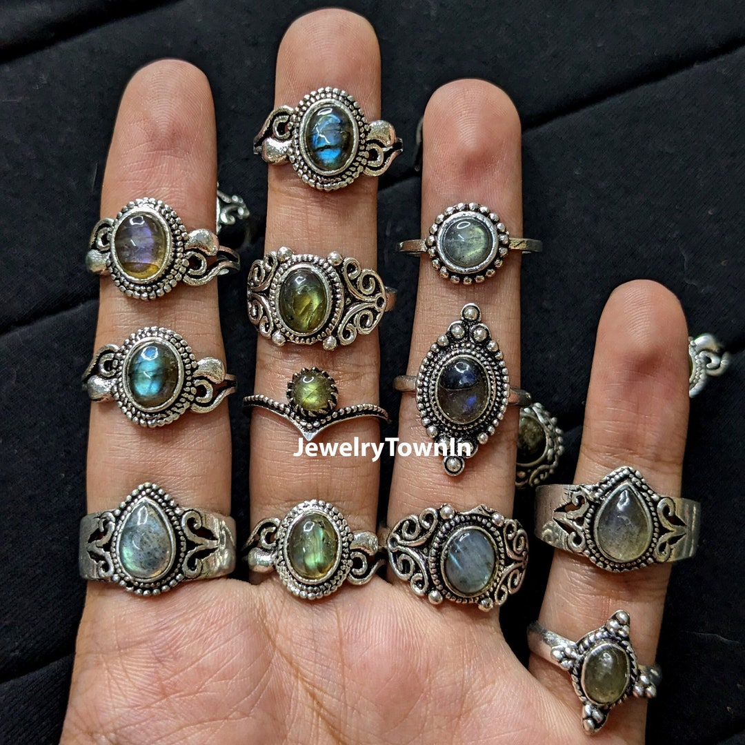1 Pcs Natural Labradorite Ring, Gemstone Ring, 925 Sterling Silver ...