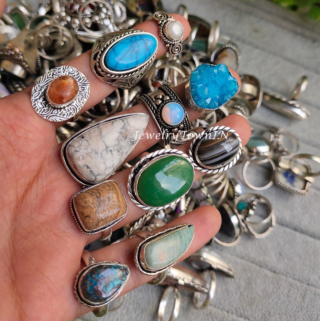 Mystery Pack of Rings, 925 Sterling Silver Plated Rings, Boho Trendy ...