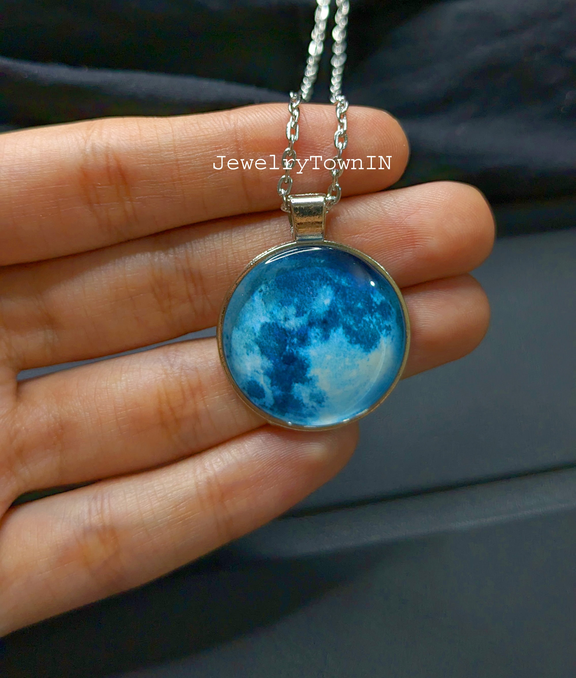 Glow in the Dark Full Moon Necklace, Trendy Moon Jewelry, Celestial Him ...