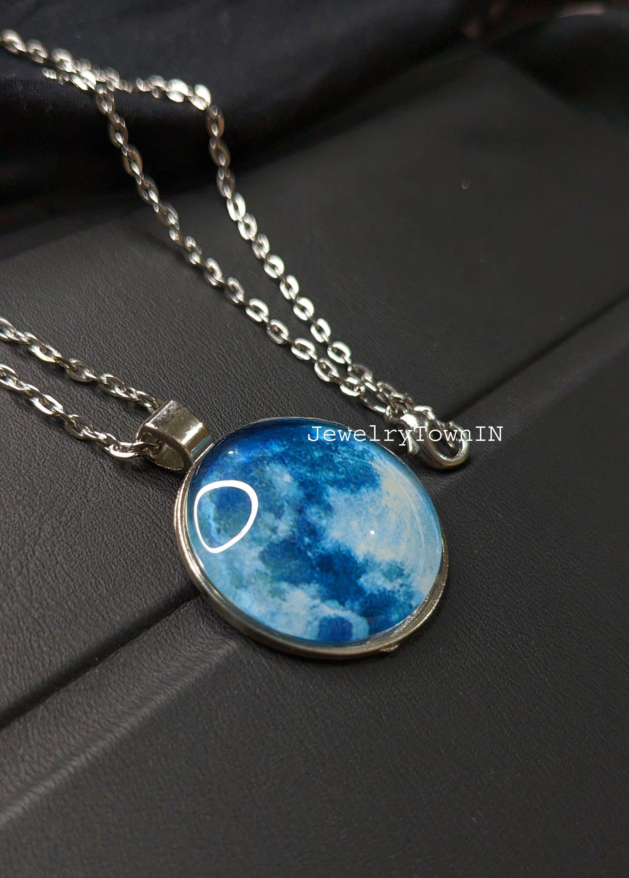 Glow in the Dark Full Moon Necklace, Trendy Moon Jewelry, Celestial Him ...
