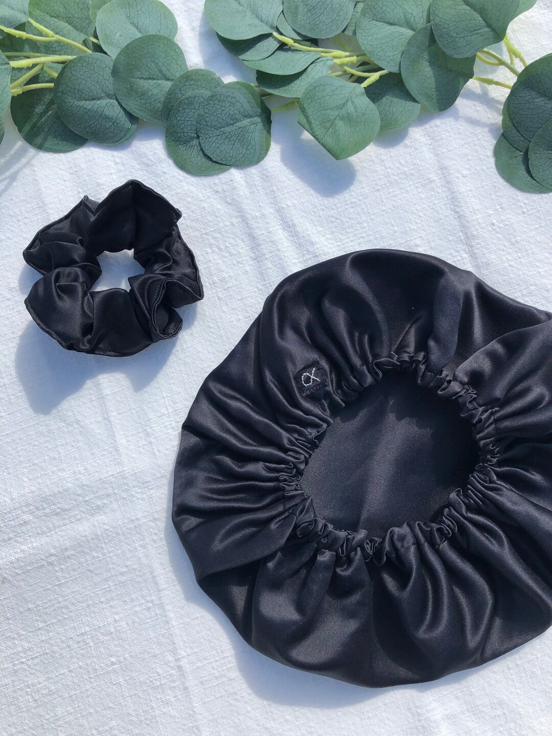 Shower Cap Care Cap Hair Bonnet Satin Blue Black - Etsy