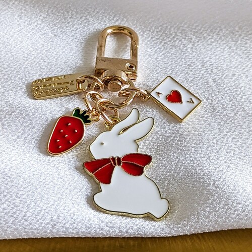 Bunny Keychain Gold Enamel Key Chain Accessory Rabbit Charm - Etsy