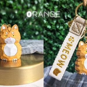 Meow Cat Keychain, Cute Orange Feline Key Chain Ring Accessory, Kawaii ...