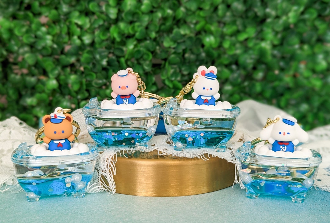 Sailor Bath Tub Liquid Keychain, Cute Rabbit Key Chain Ring Accessory ...