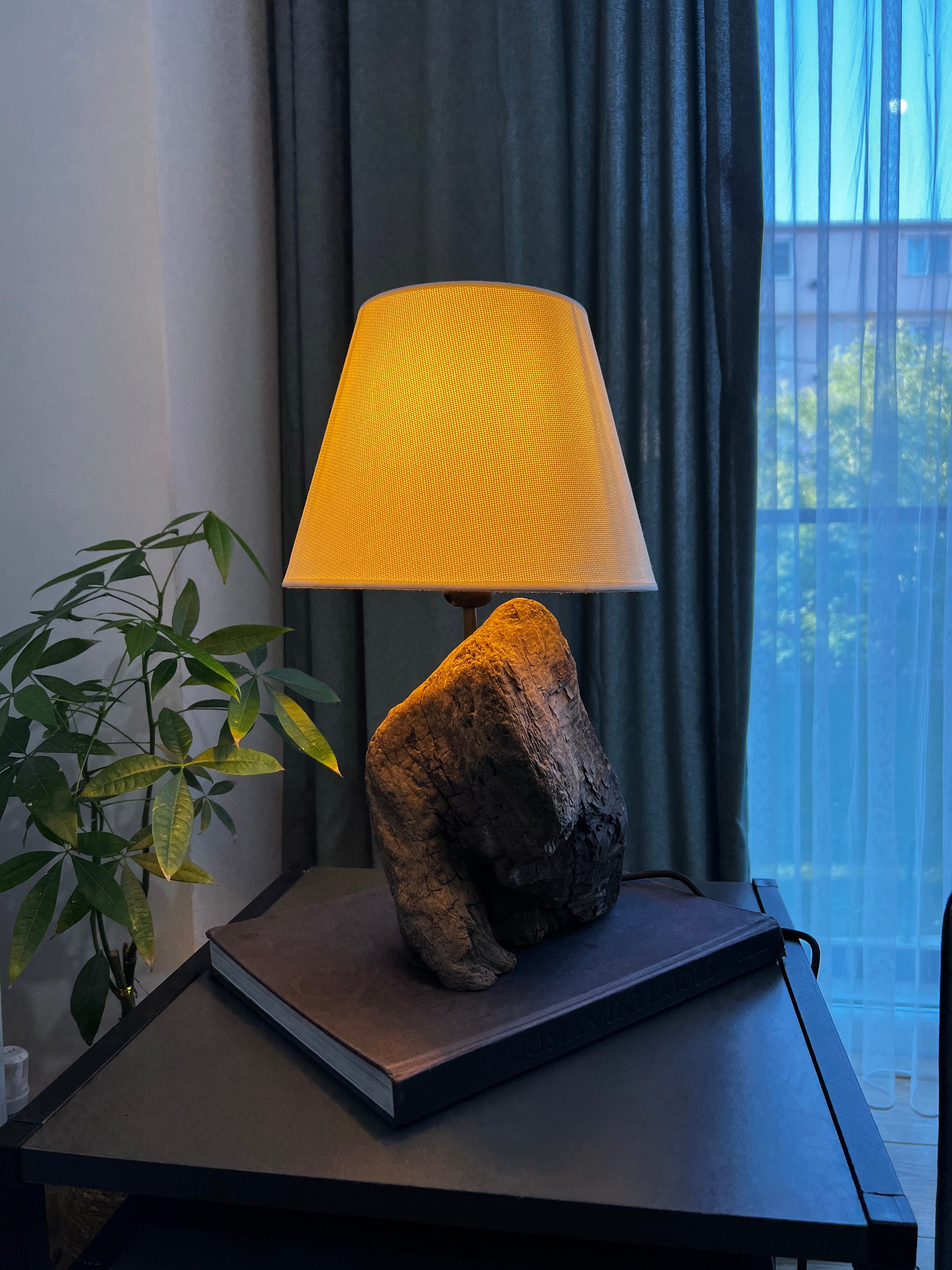 Stone Design Modern and Authentic Driftwood Base Lampshade, Special ...