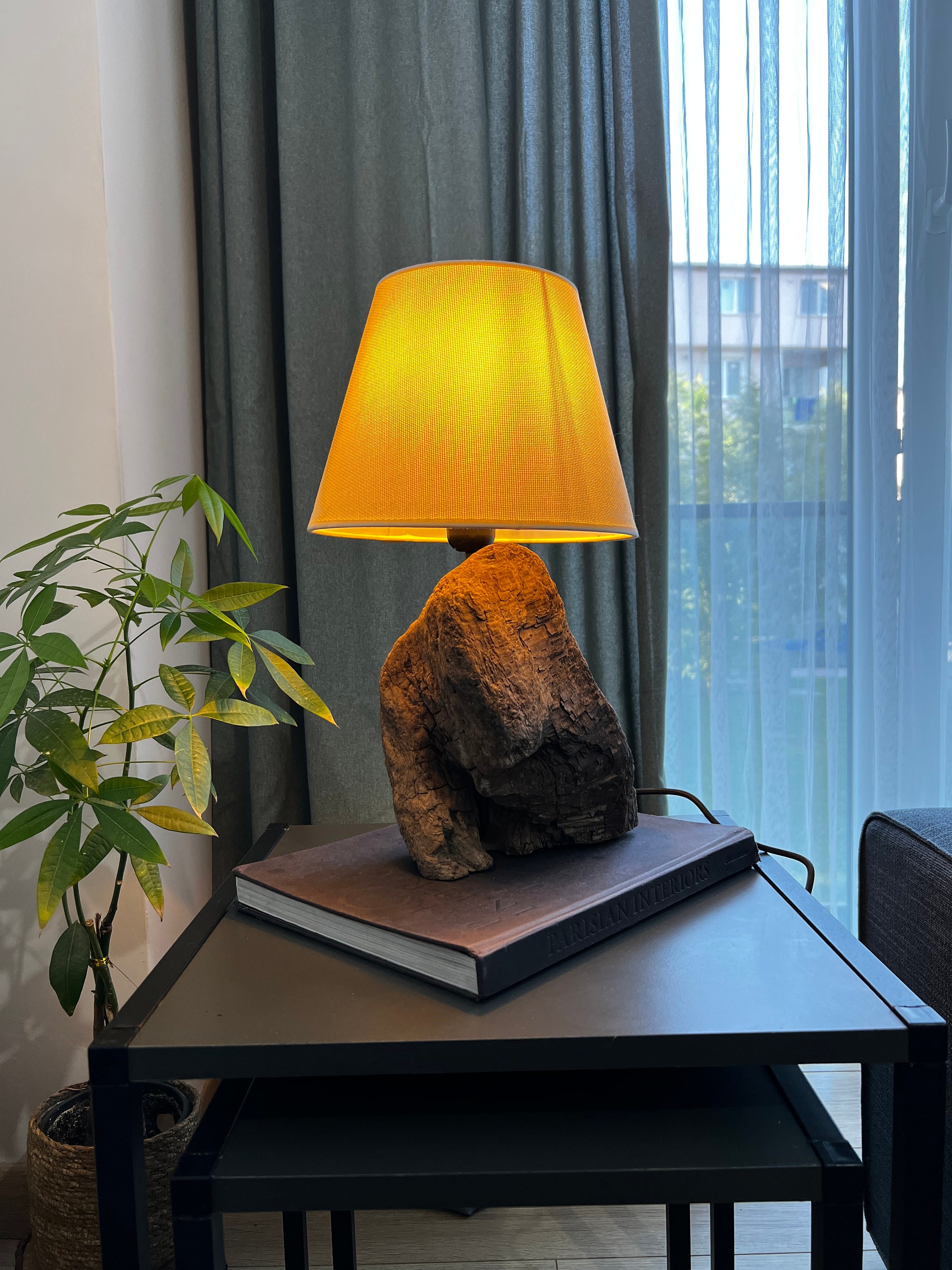 Stone Design Modern and Authentic Driftwood Base Lampshade, Special ...