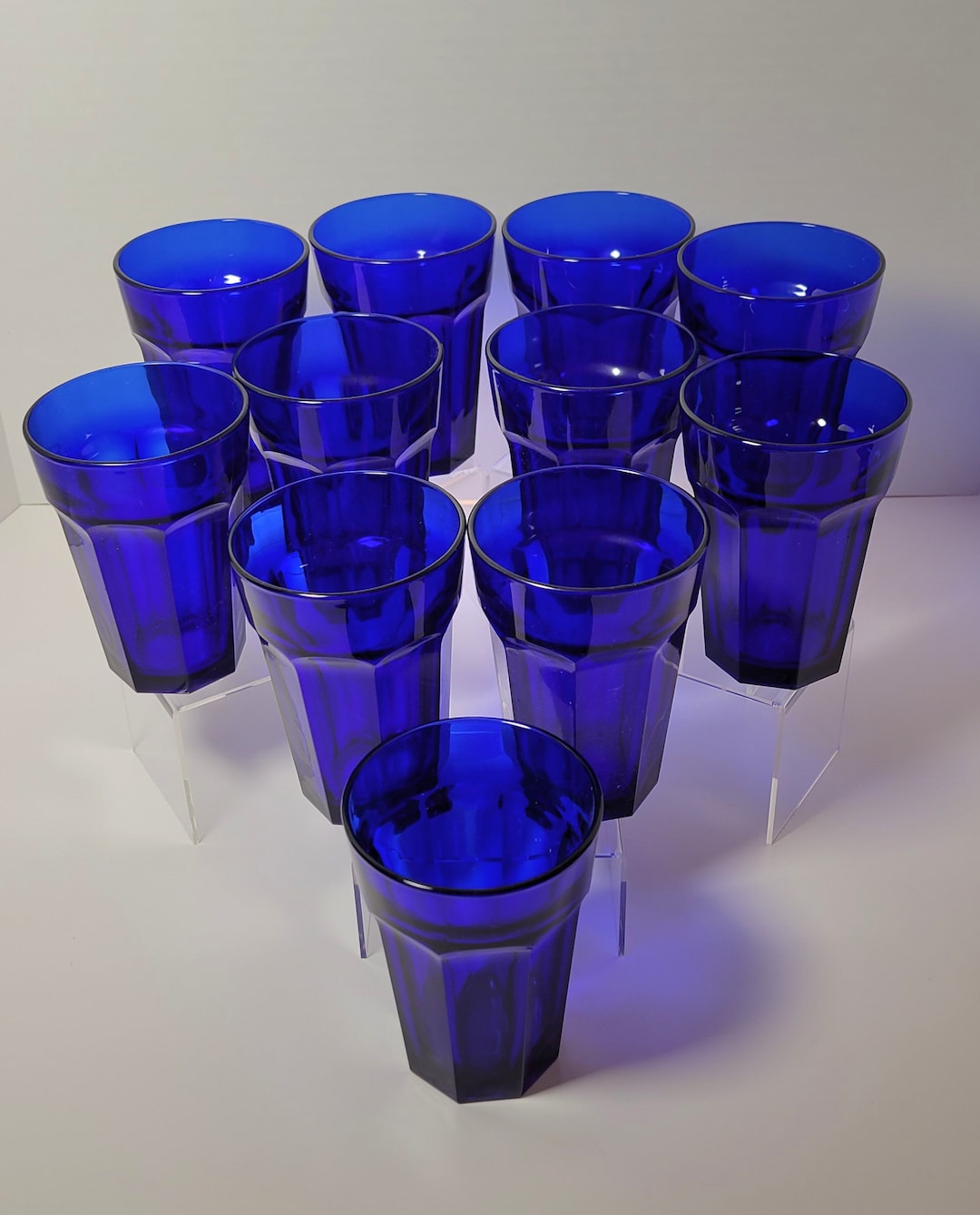Cobalt Blue Vintage Libbey Glass Tumblers Paneled Glasses Set of 11 ...