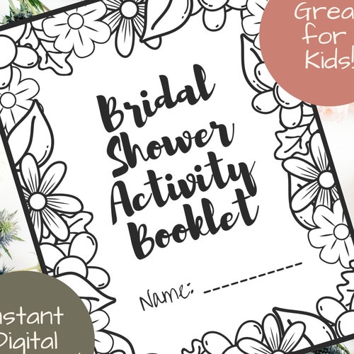 Kids Bridal Shower Activity Book Coloring&activity Book for - Etsy