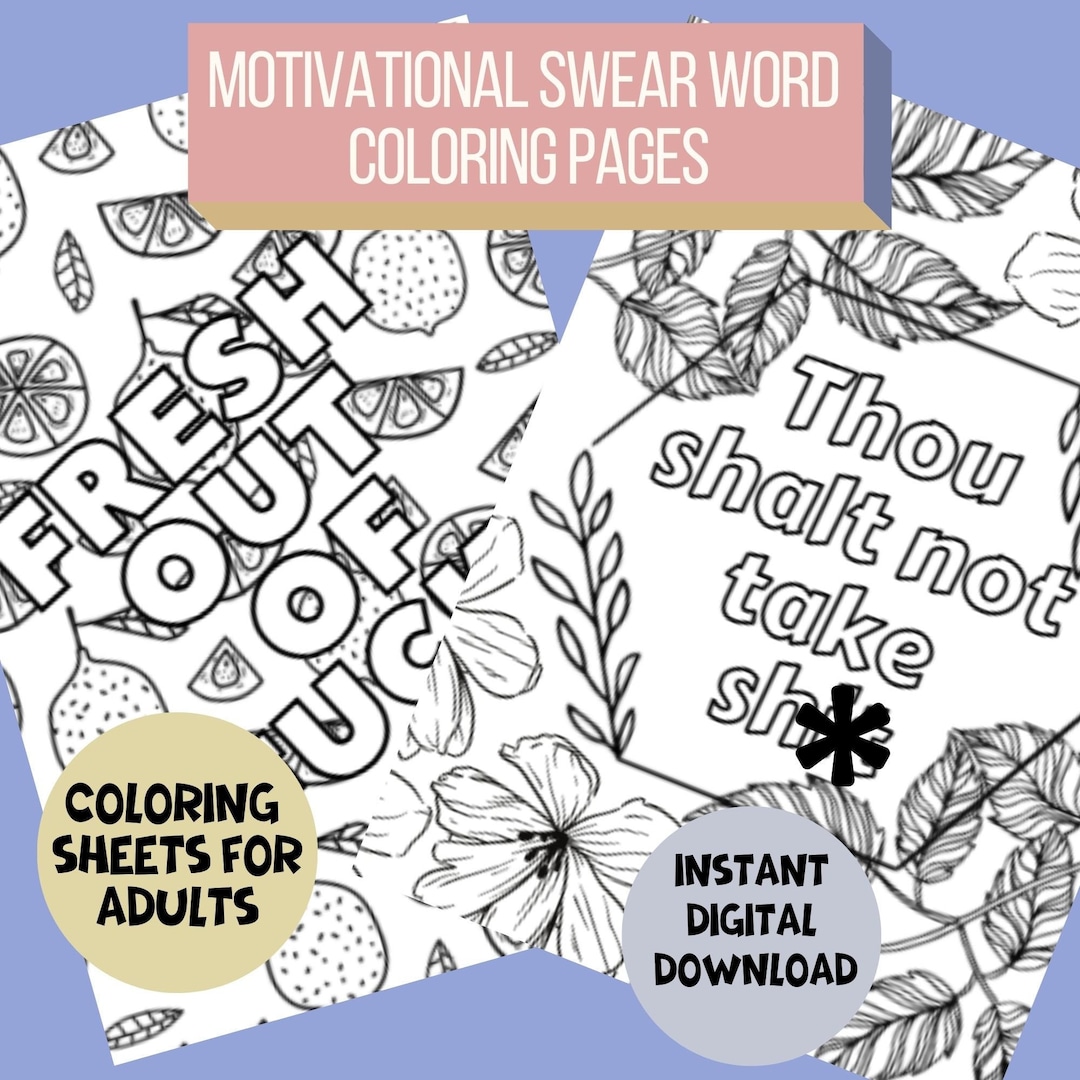 Motivational Swear Word Printable Coloring Pages for Adults, Adult ...