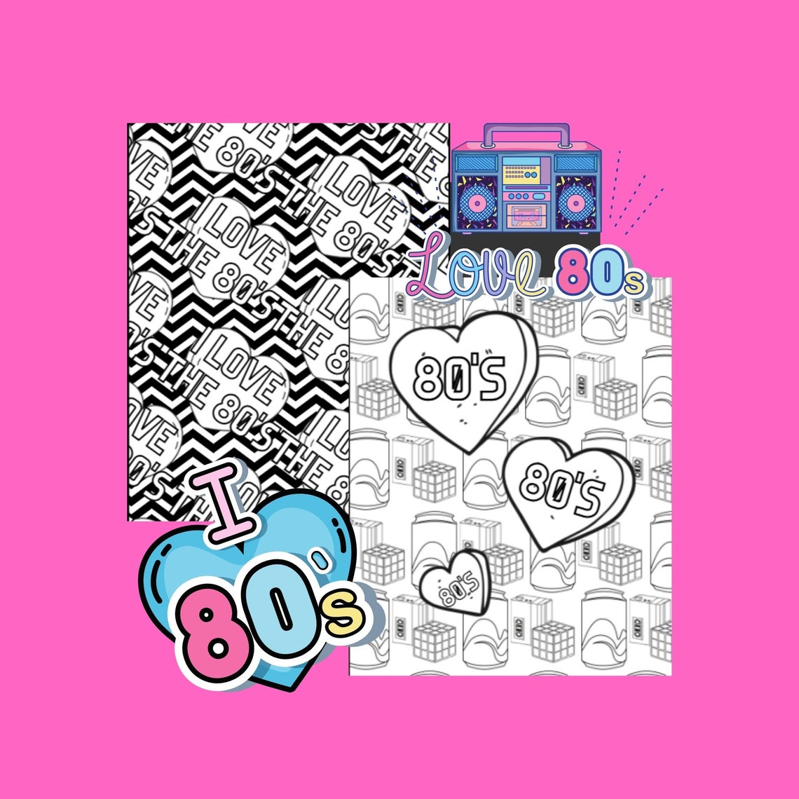 80's Themed Printable Coloring Sheets Enjoy 80's - Etsy UK