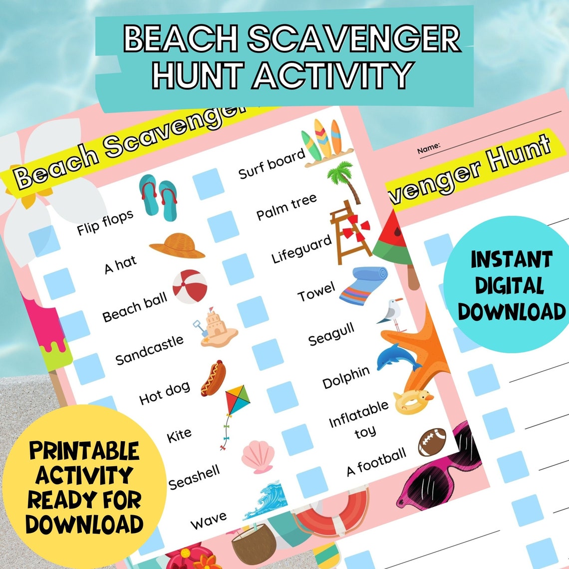 Beach Scavenger Hunt Printable Instant Download - Etsy