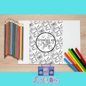 80's Themed Printable Coloring Sheets, Enjoy 80's Nostalgia Colouring ...