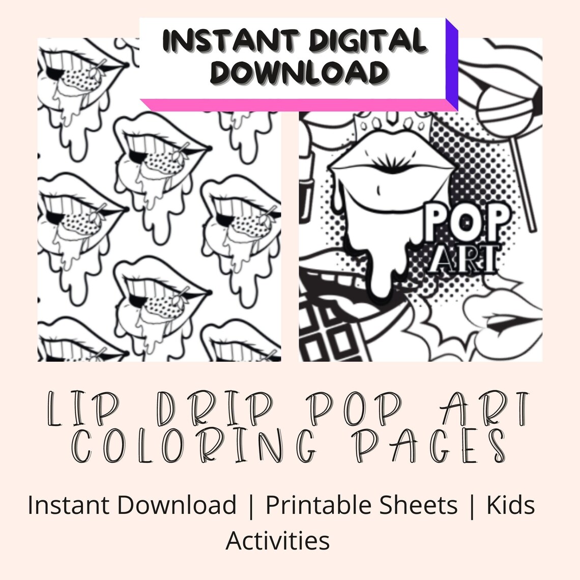 Coloring Sheets Printable Colouring Book Pop Art Colouring - Etsy