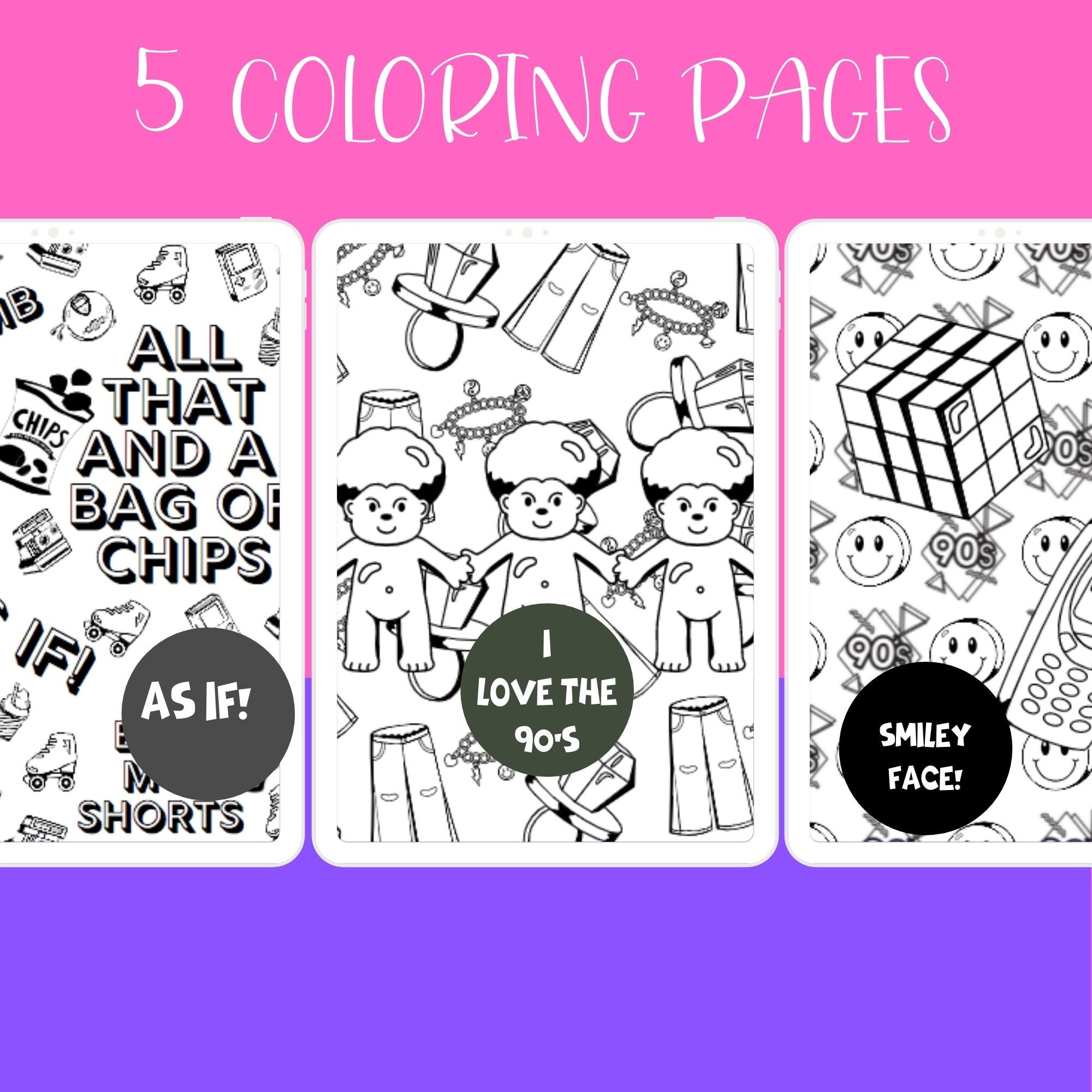 90's Themed Printable Coloring Sheets, Enjoy 90's Nostalgia Colouring ...