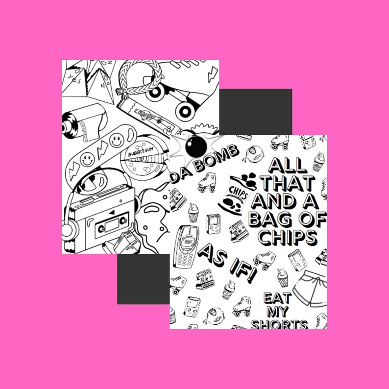 90's Themed Printable Coloring Sheets, Enjoy 90's Nostalgia Colouring ...