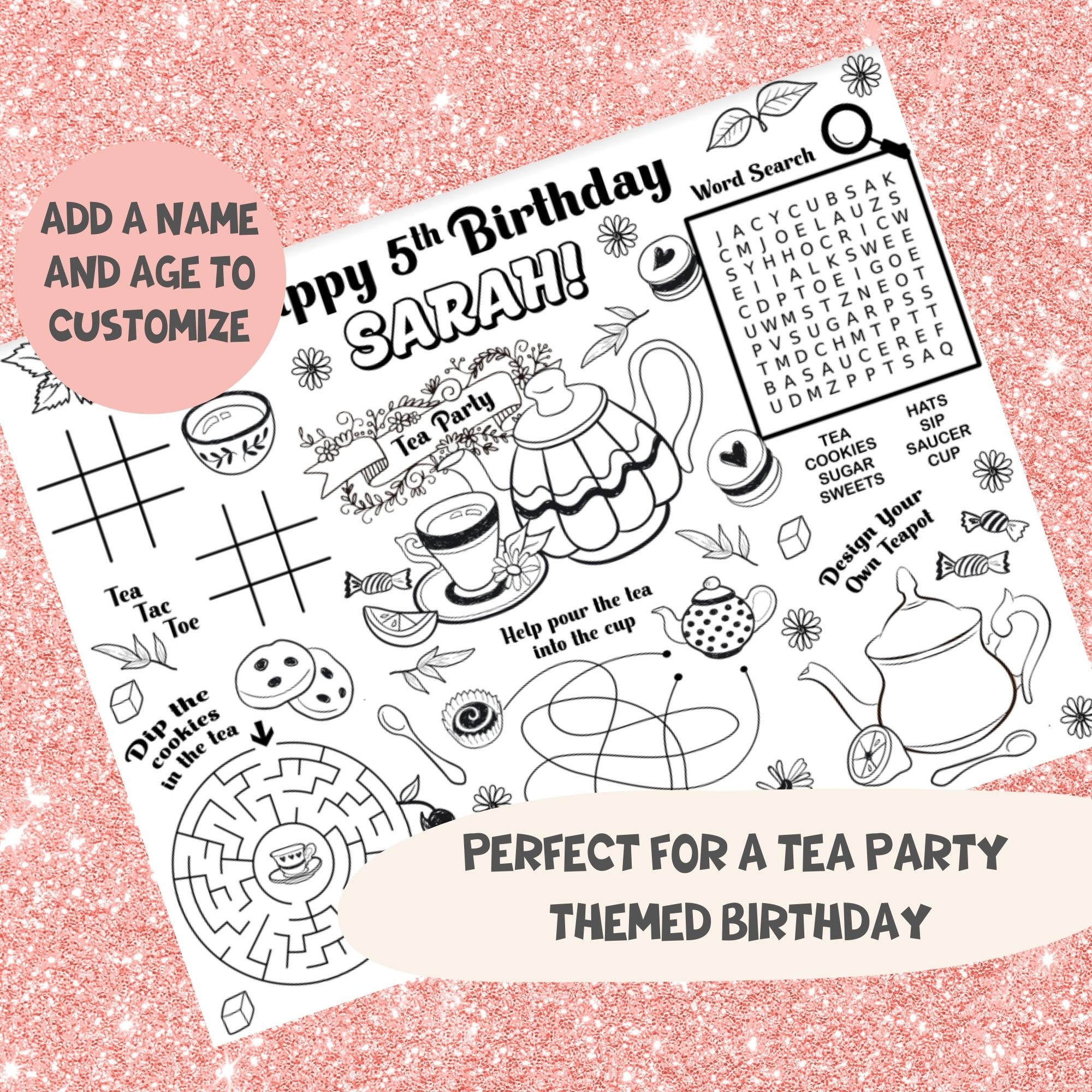 Party & Gifting Craft Supplies & Tools Printable PDF Tea Party ...