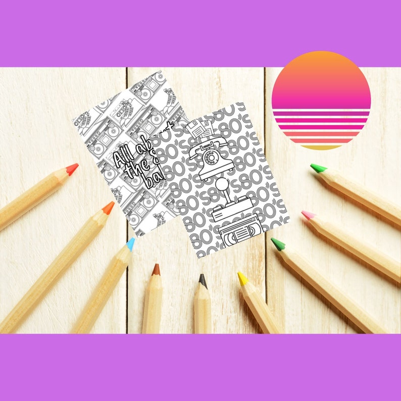 80's Themed Printable Coloring Sheets Enjoy 80's - Etsy