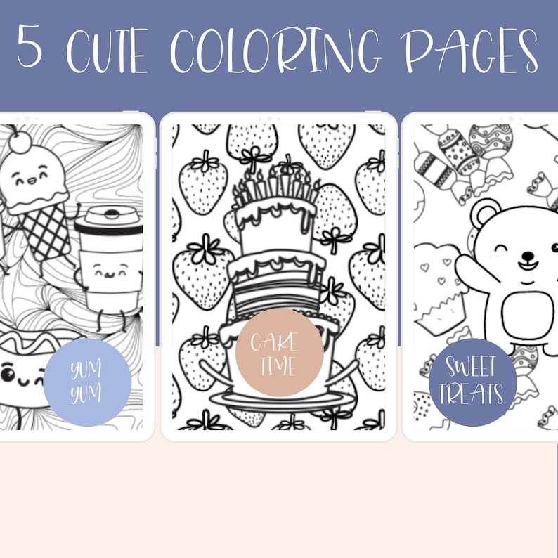 Food Themed Printable Coloring Sheets for Kids, Cute Food Kawaii Nom ...