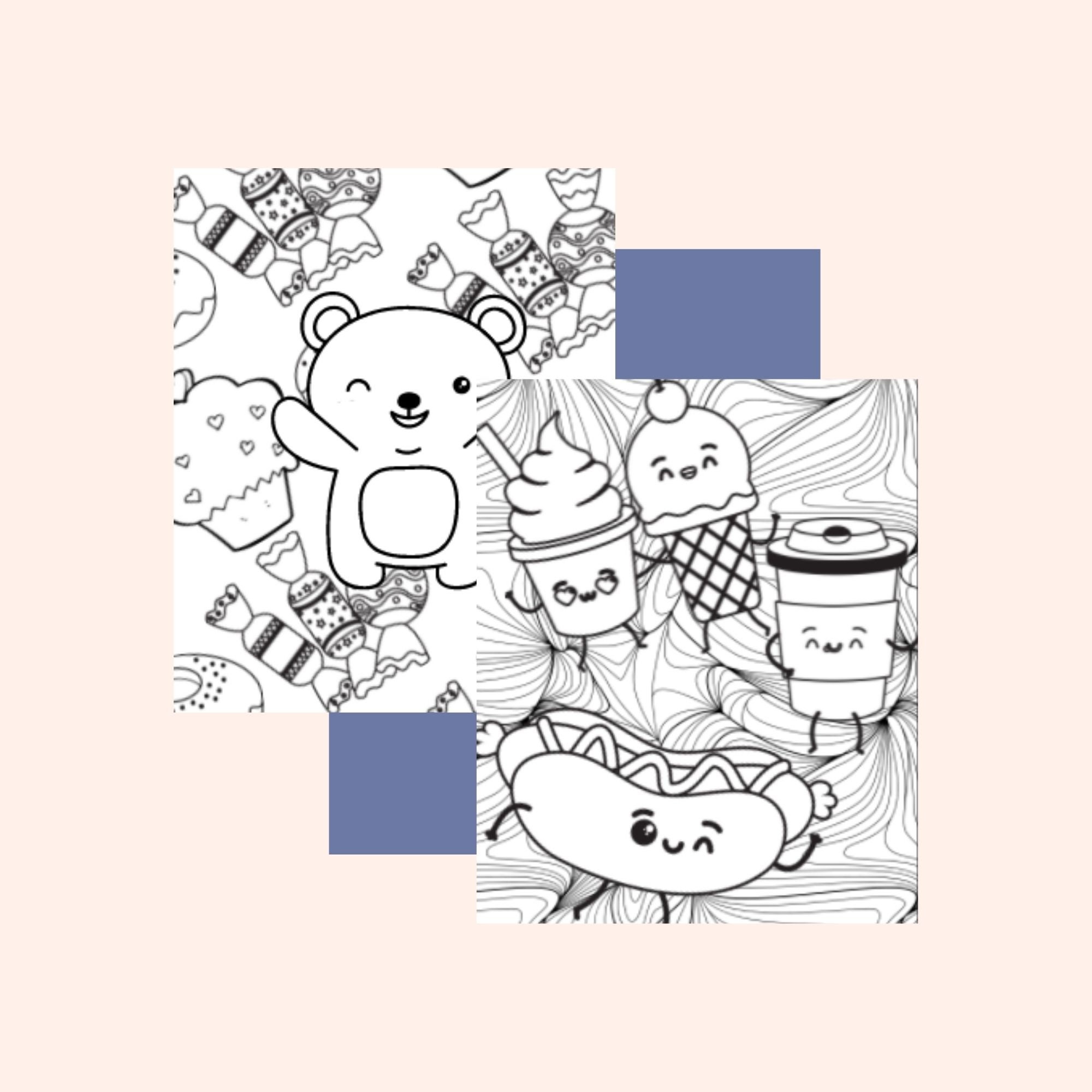 Food Themed Printable Coloring Sheets for Kids Cute Food - Etsy