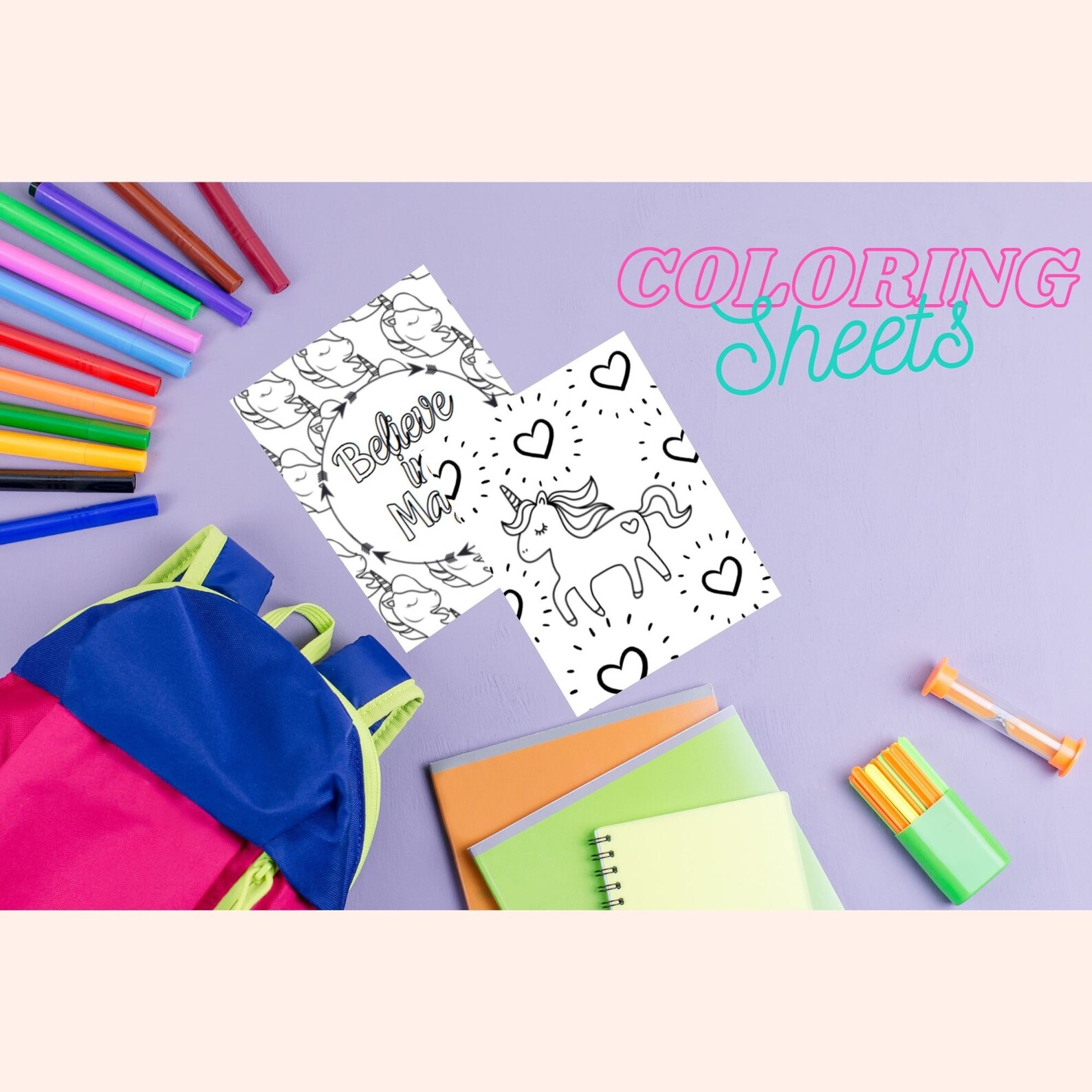 Unicorn Coloring Sheets Printable Colouring Book Cute Etsy