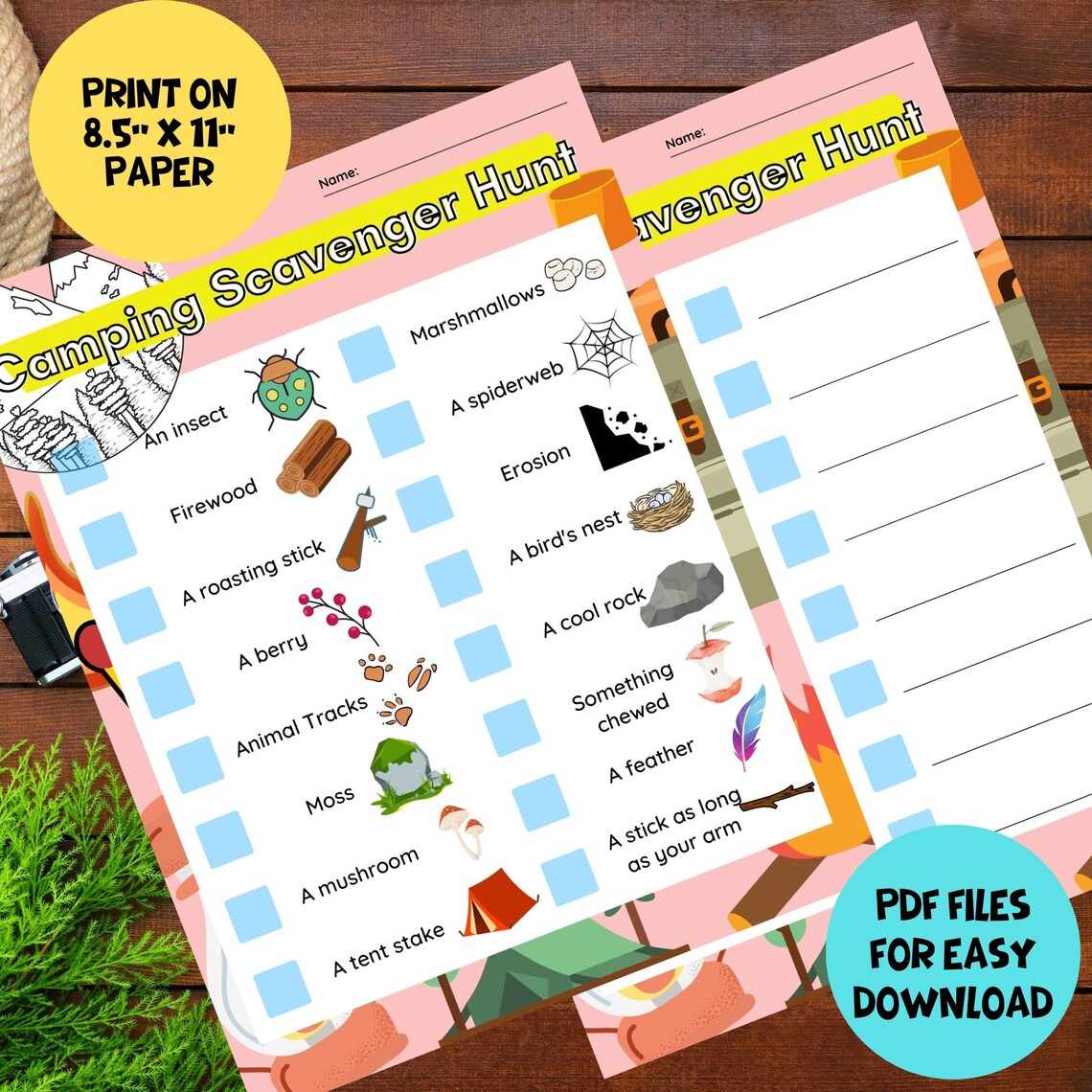 Camping Scavenger Hunt Printable Instant Download | Etsy
