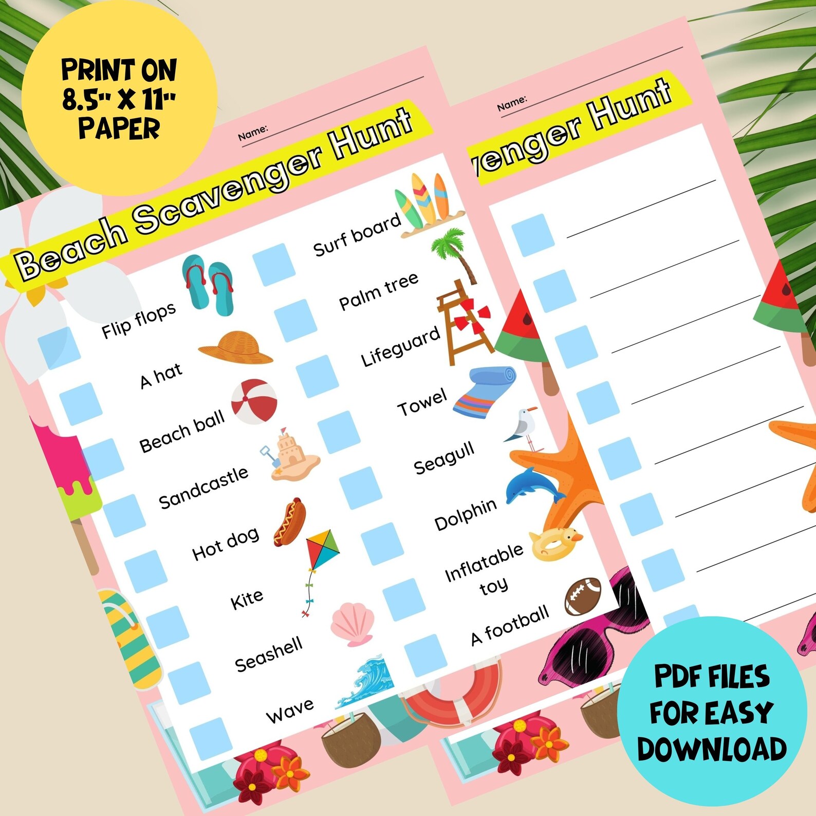 Beach Scavenger Hunt Printable Instant Download - Etsy