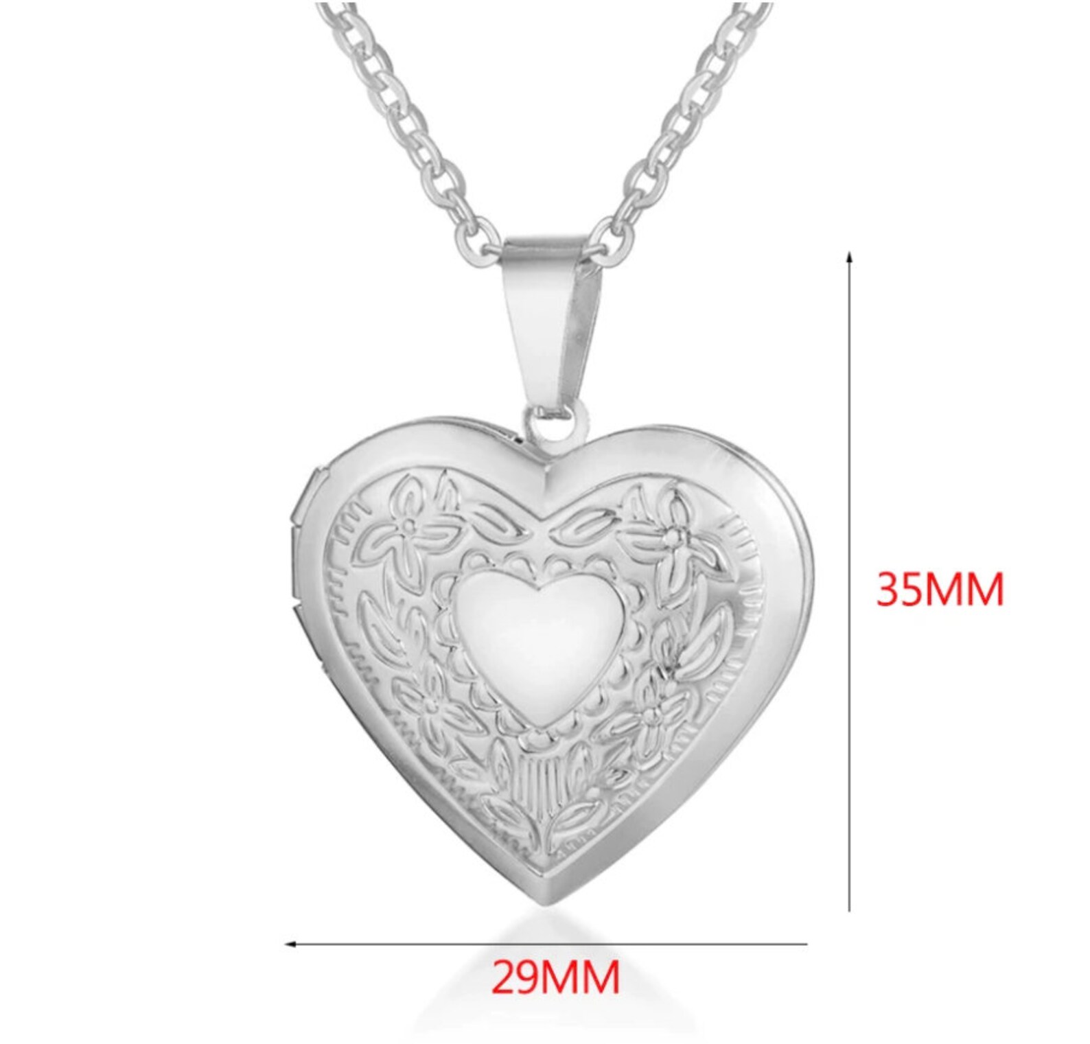 Love Heart Locket Chain Necklace - Etsy