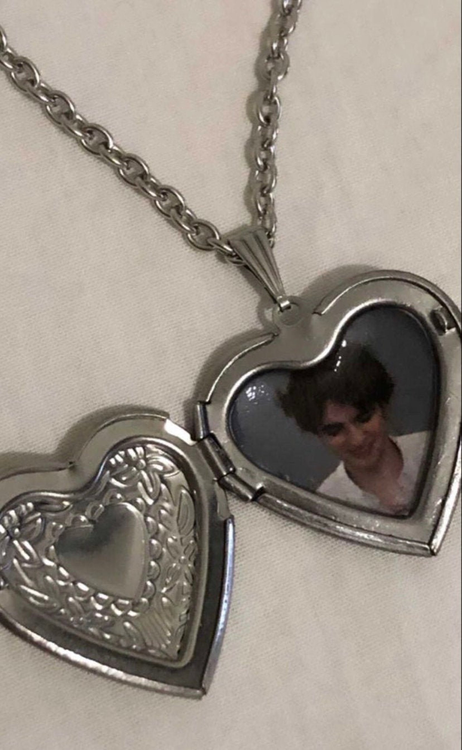 Love Heart Locket Chain Necklace - Etsy