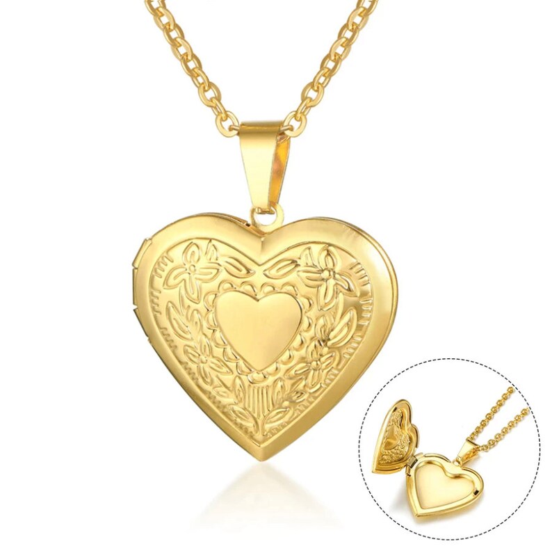 Love Heart Locket Chain Necklace - Etsy