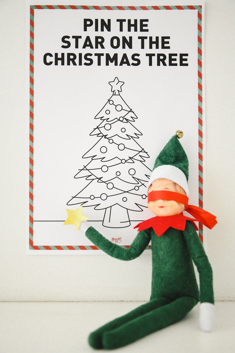 Pin the Star on the Christmas Tree Printable | Classic Party Game ...