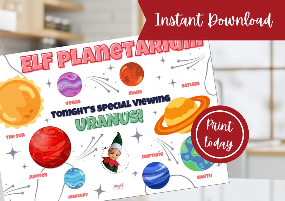 Christmas Elf Planetarium Printable Space Set up Uranus Viewing Sign ...