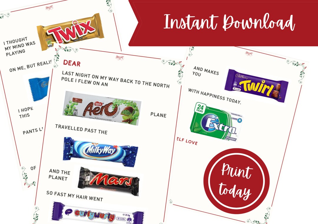 Elf Chocolate Bar Letter Template | Christmas Printable Prop Idea ...