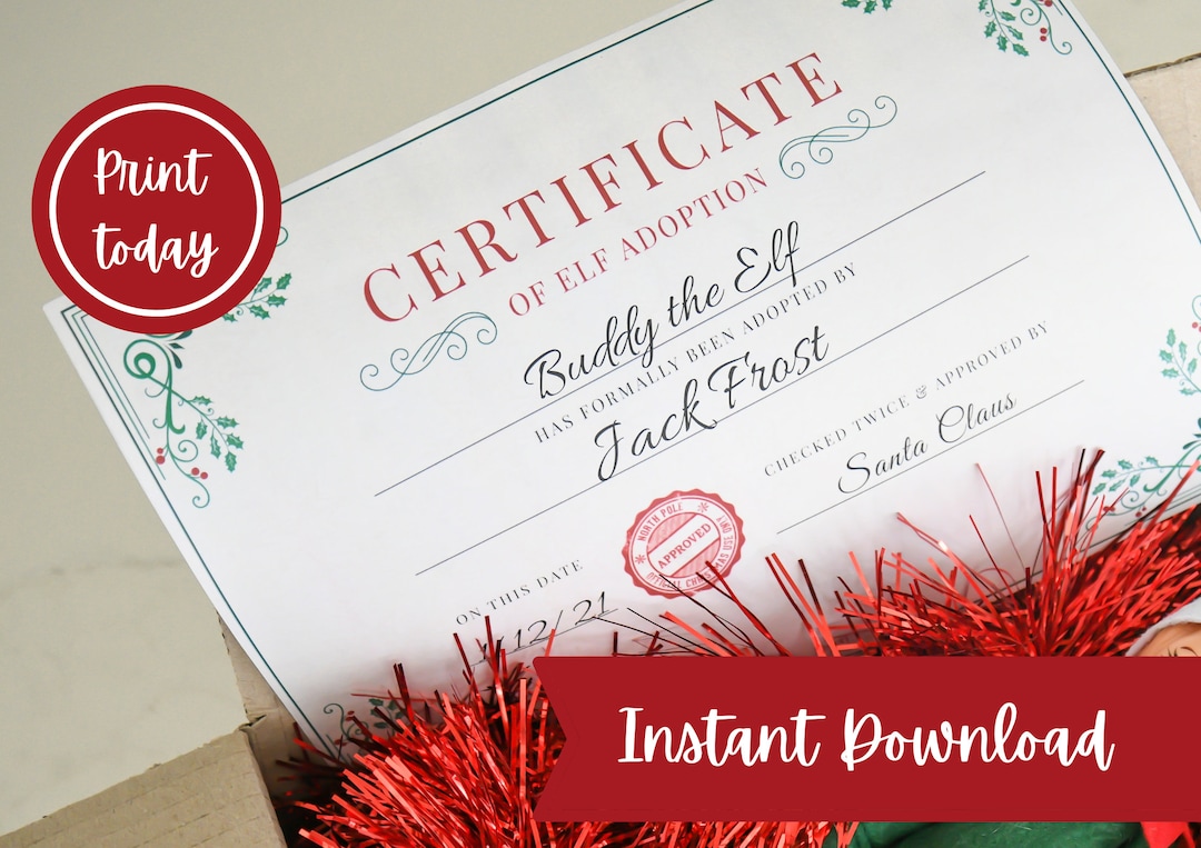 Official Elf Adoption Certificate Printable | Need Ideas to Welcome ...