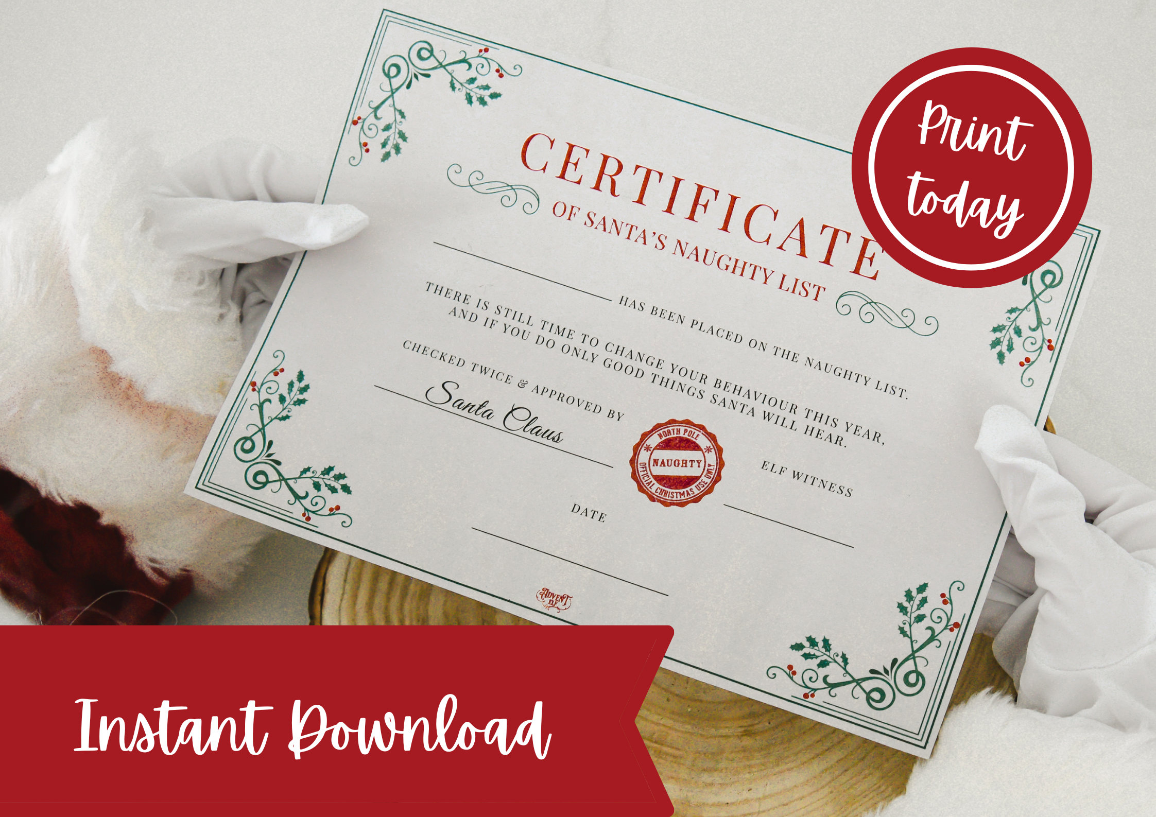 Official Naughty List Certificate Printable Santa is - Etsy