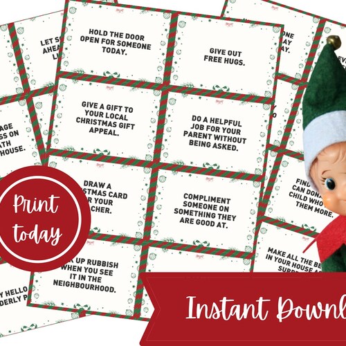 Christmas Kindness Cards Advent Ideas Christmas Countdown - Etsy