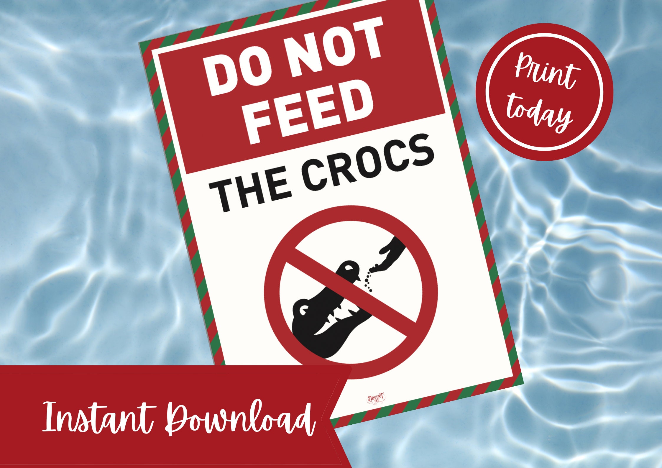 Funny Christmas Elf Do Not Feed Crocs Sign | Printable Prop Poster ...