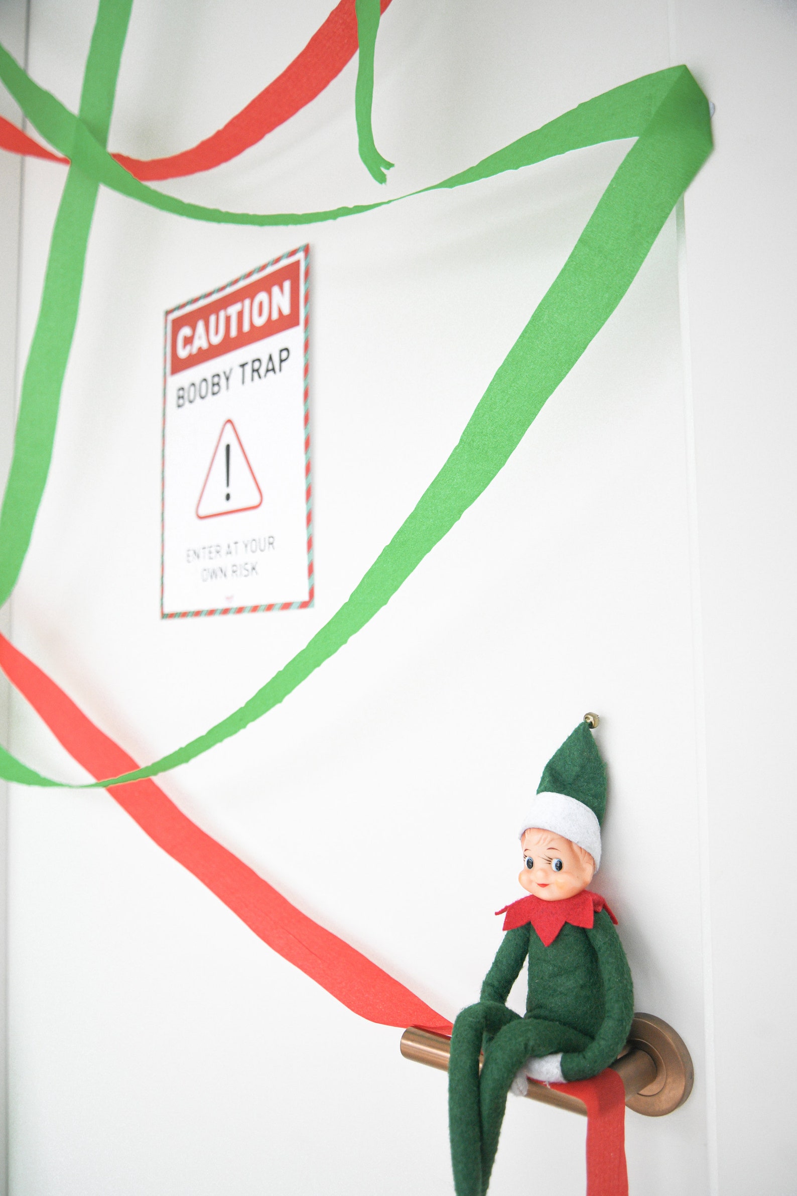 Christmas Elf Prop Printable 'caution Booby Trap' Sign | Enter at Your ...