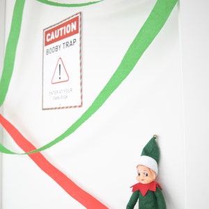Christmas Elf Prop Printable 'caution Booby Trap' Sign | Enter at Your ...