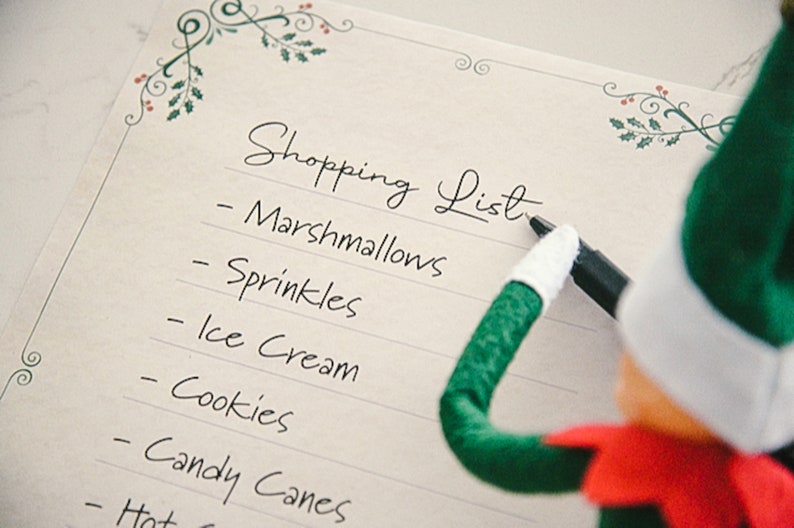 Elf Grocery Shopping List Printable | Cheeky Prop Idea (digital ...
