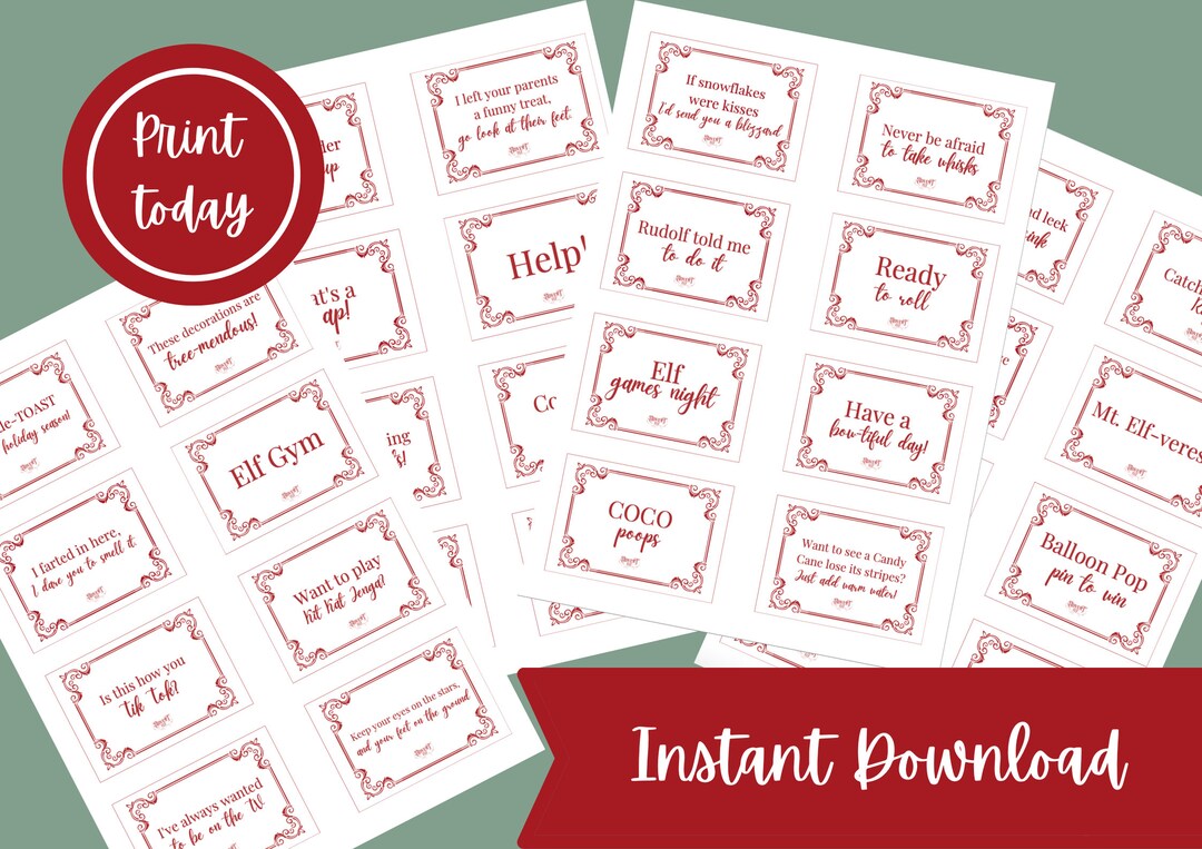 30 Daily Elf Idea Cards | Printable Activity Note Cards From the ...