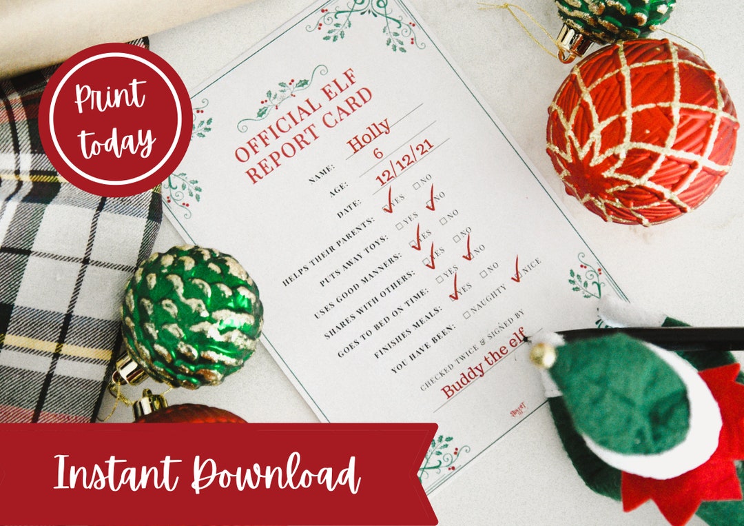 Official Christmas Elf Report Card | Santa is Watching | Behaviour Note ...