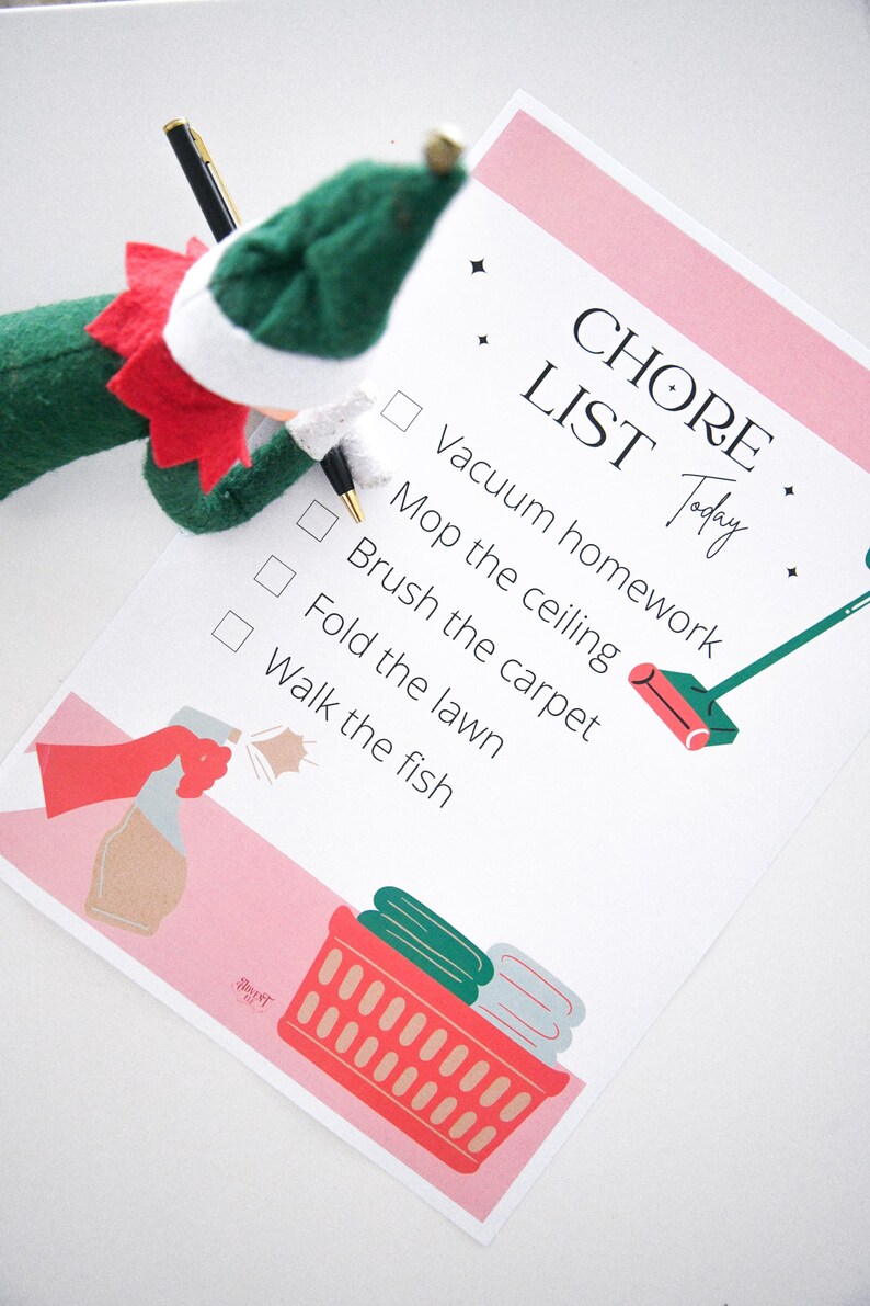 Christmas Elf Silly Chore List | Printable Prop | Cheeky Idea | Funny ...
