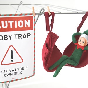 Christmas Elf Prop Printable 'caution Booby Trap' Sign | Enter at Your ...