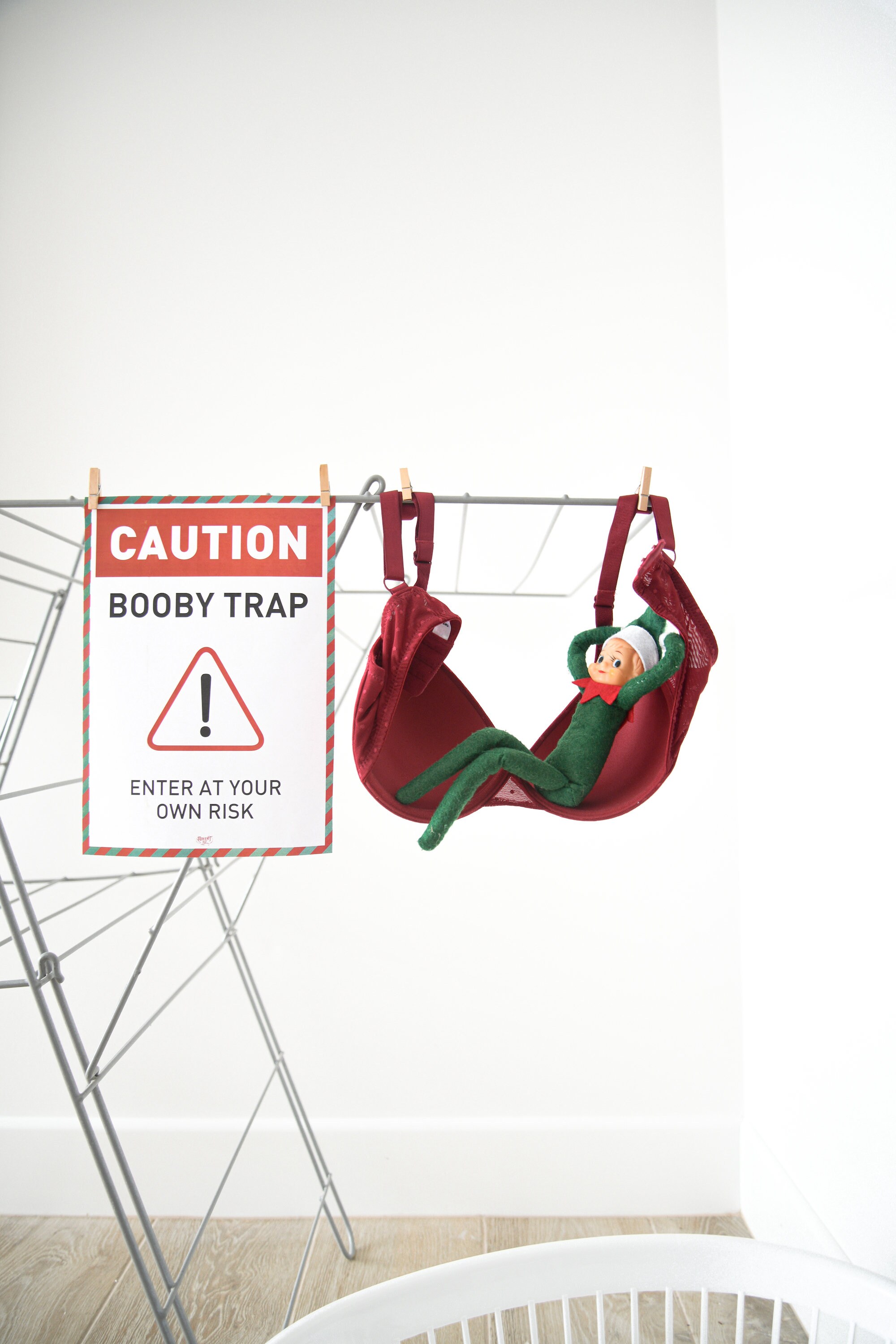 Christmas Elf Prop Printable 'caution Booby Trap' Sign | Enter at Your ...