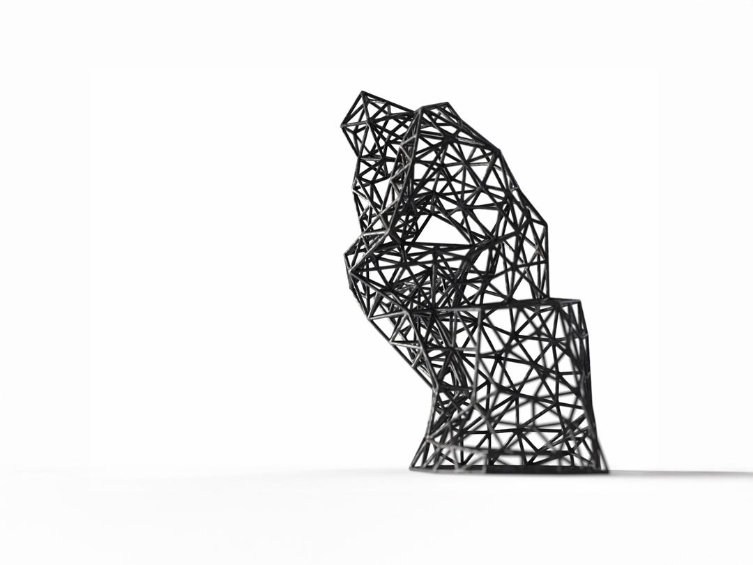 The Thinker – Geometric Wireframe Bust, Modern 3D Resin Sculpture in ...