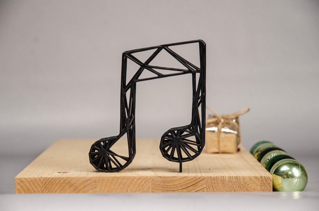 Minimalist Musical Note Tabletop Art | Slanted Eighth Note in Black and ...